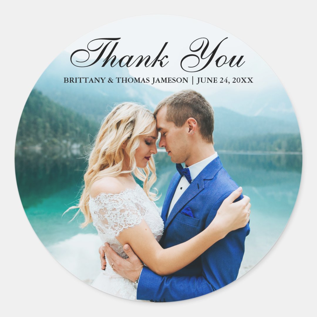 Wedding Thank You Modern Photo Sticker BT R | Zazzle