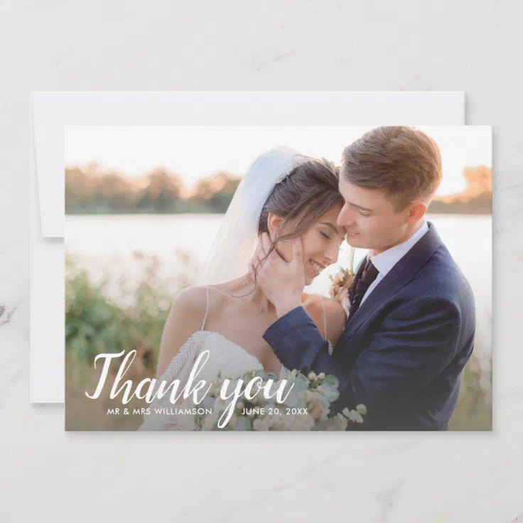Wedding Thank You Note Backside One Large Photo | Zazzle