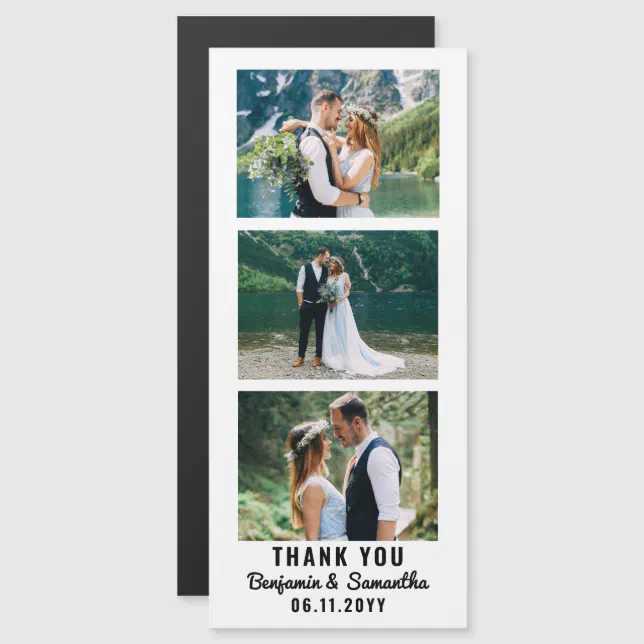 Wedding Thank You Photo Booth Strip Fridge Magnet | Zazzle
