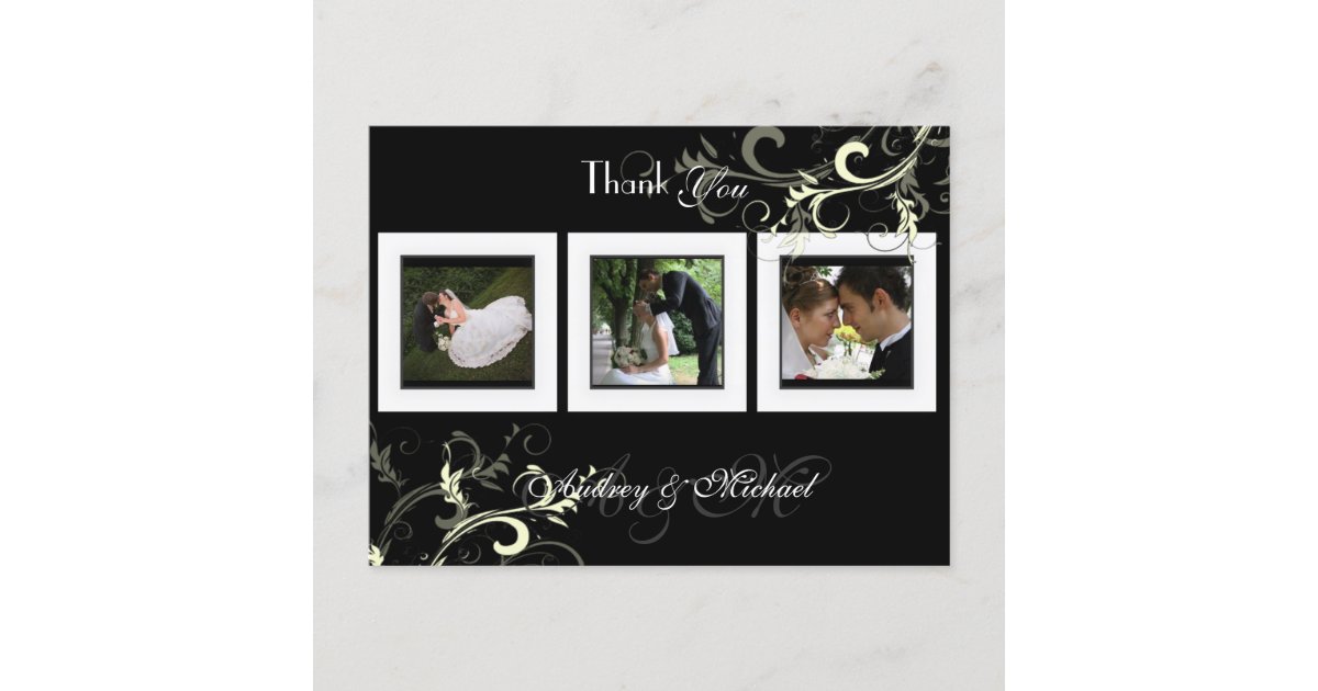 Wedding Thank you postcards insert your photos | Zazzle