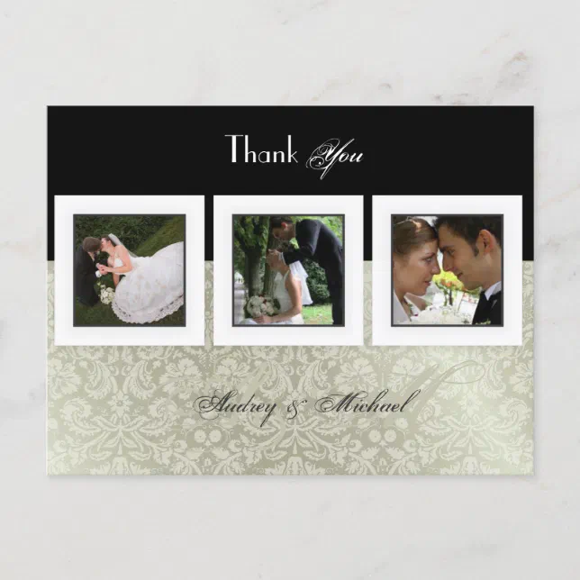 Wedding Thank you postcards insert your photos | Zazzle