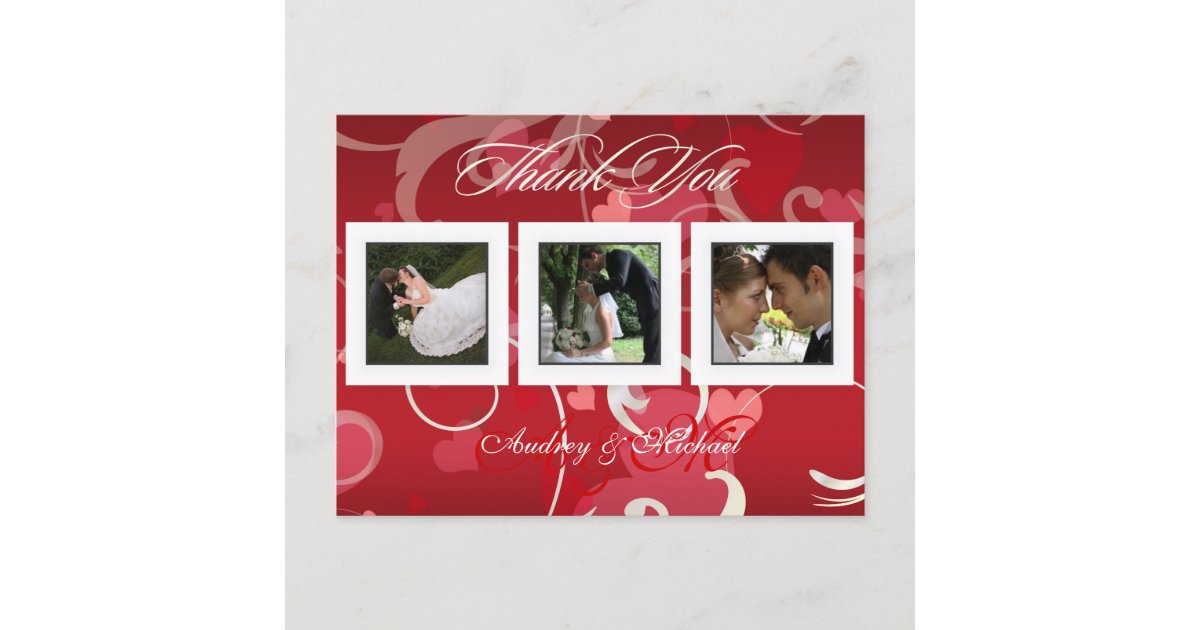 Wedding Thank you postcards insert your photos | Zazzle
