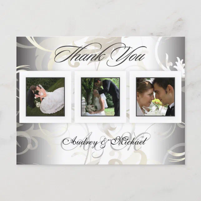 Wedding Thank you postcards insert your photos | Zazzle