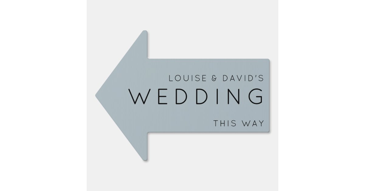 Wedding this way arrow dusty blue Yard Sign | Zazzle