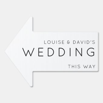 Wedding this way arrow minimalist Yard Sign | Zazzle