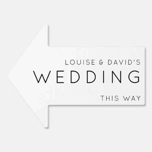 Wedding this way arrow minimalist Yard Sign | Zazzle