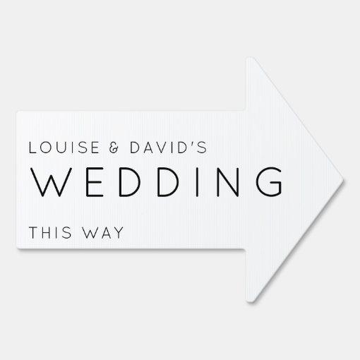 Wedding this way arrow minimalist Yard Sign | Zazzle