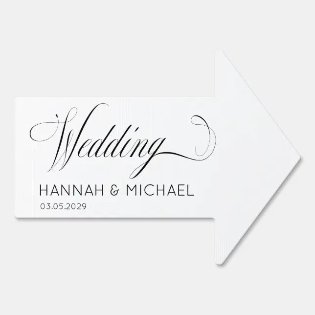 "Wedding This Way Arrow" Script Font, Elegant Sign | Zazzle