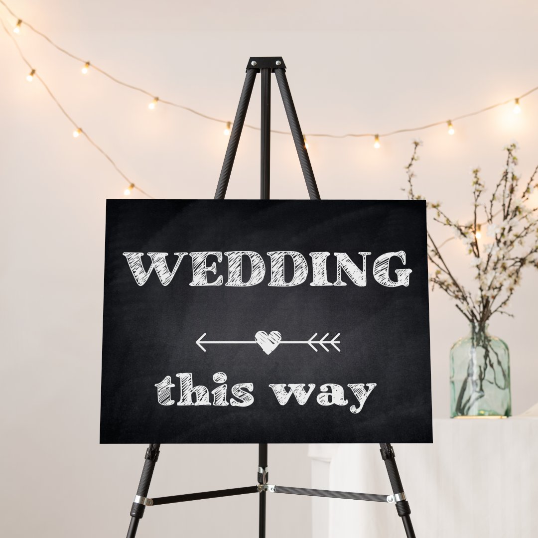 Wedding this way blackboard directional Sign | Zazzle