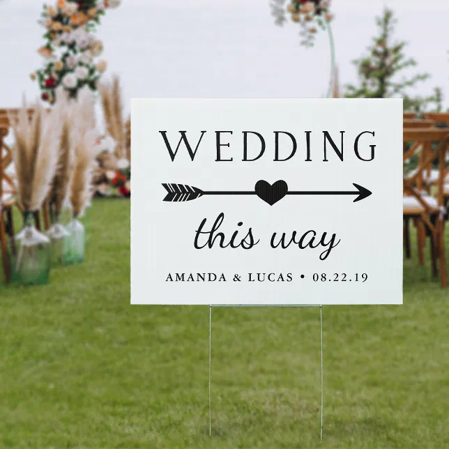 Wedding This Way | Directional Yard Sign | Zazzle