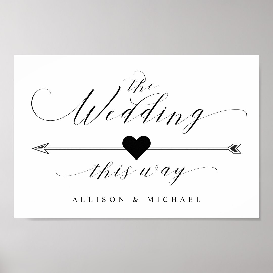 Wedding This Way Elegant Script Directional Sign | Zazzle
