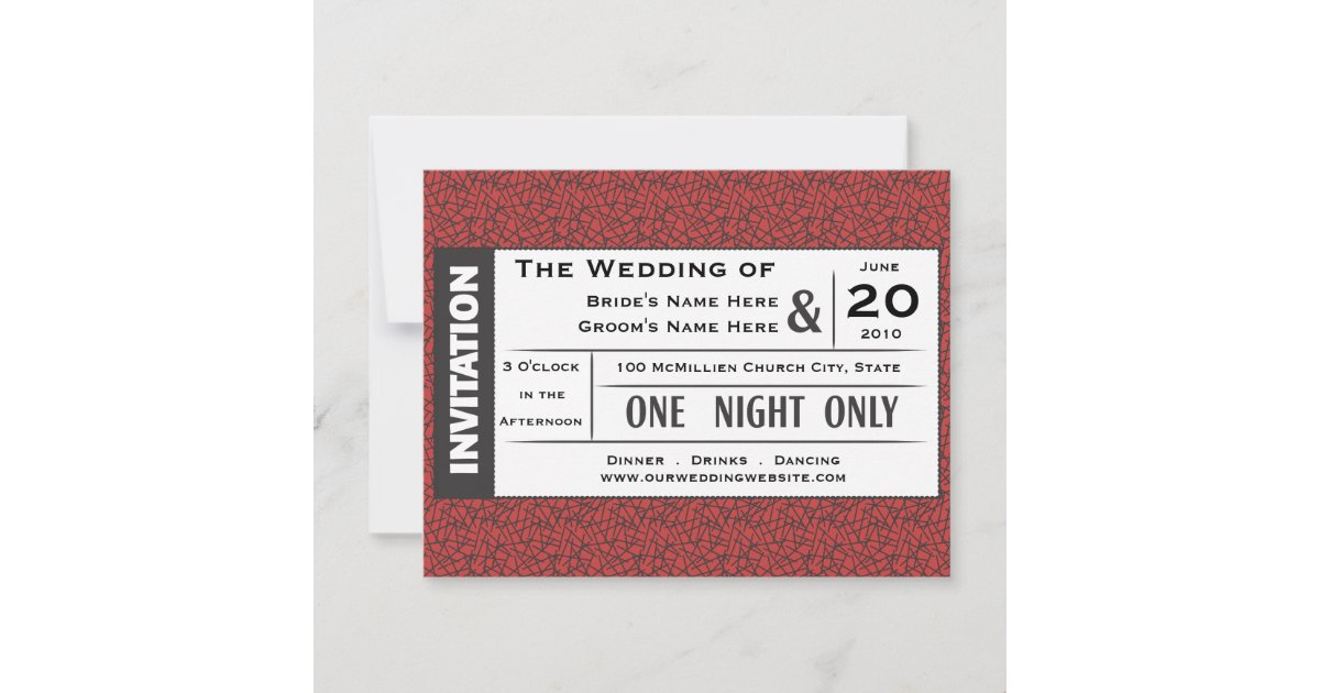 Wedding Ticket! Invitation | Zazzle