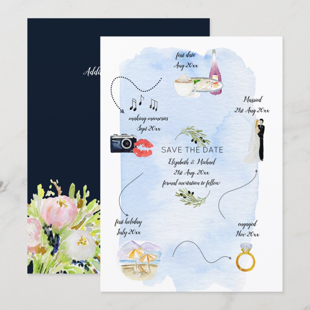 Wedding Timeline of how we met Save The Date Invitation | Zazzle