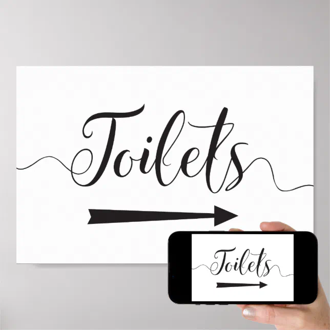 Wedding Toilets Sign Right Arrow Directions | Zazzle