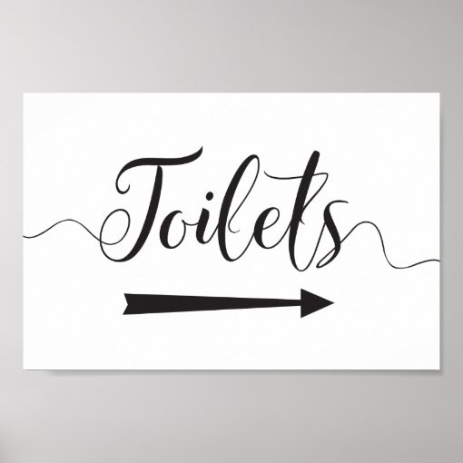 Wedding Toilets Sign Right Arrow Directions | Zazzle