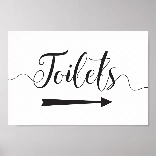 Wedding Toilets Sign Right Arrow Directions | Zazzle