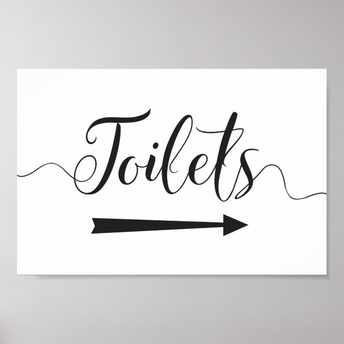Wedding Toilets Sign Right Arrow Directions | Zazzle.com