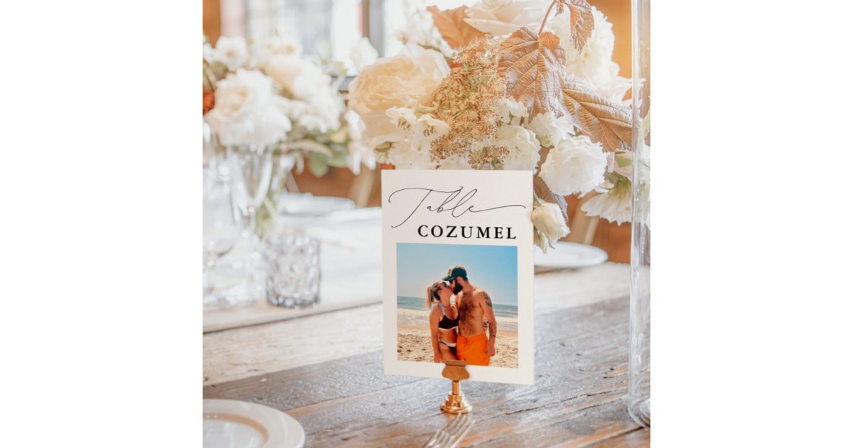 Wedding Travel Adventure Photo Table Number | Zazzle