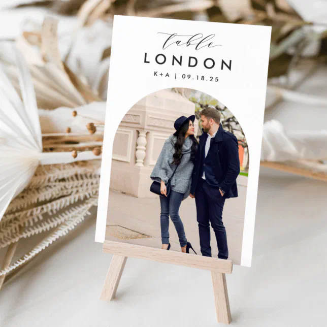 Wedding Travel Destination Photo & Name Table Number | Zazzle