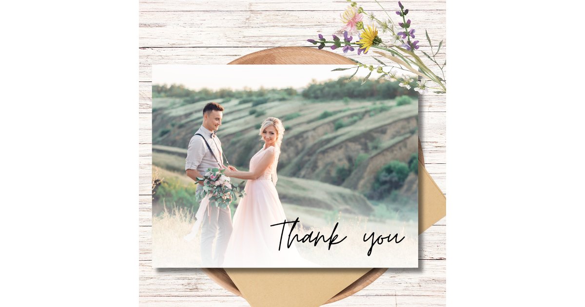 Wedding Two Photo Thank You Postcard | Zazzle