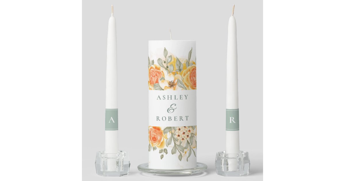 Wedding Unity Candle Set-Autumn Flowers | Zazzle