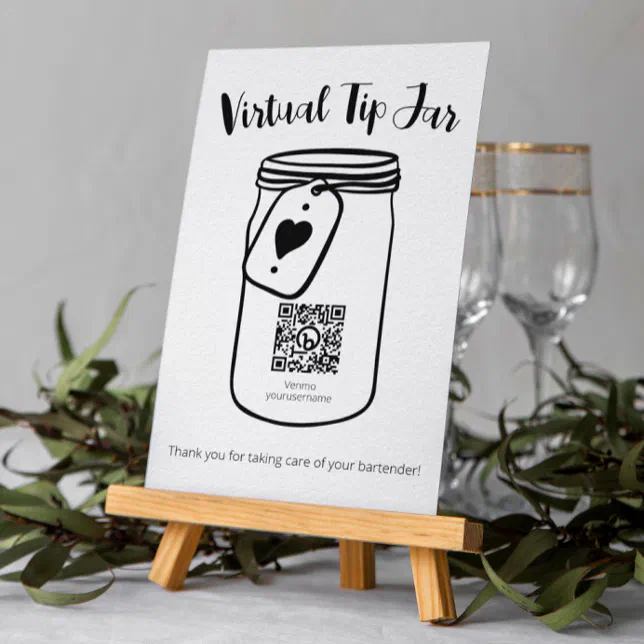 Wedding Virtual Tip Jar With QR Code Poster | Zazzle