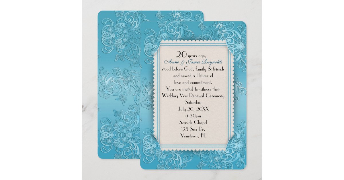 Wedding Vow Renewal 20th Anniversary Invitation | Zazzle