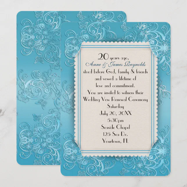 Wedding Vow Renewal 20th Anniversary Invitation | Zazzle
