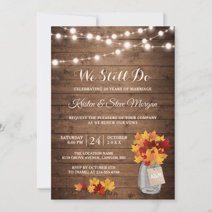 Wedding Vow Renewal | Rustic Autumn Fall Leaves Invitation | Zazzle.com