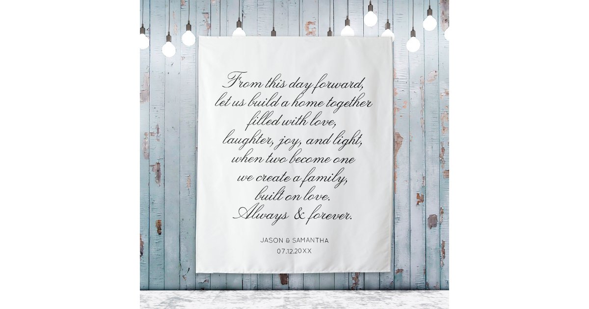 Wedding Vows Backdrop Personalized Calligraphy | Zazzle