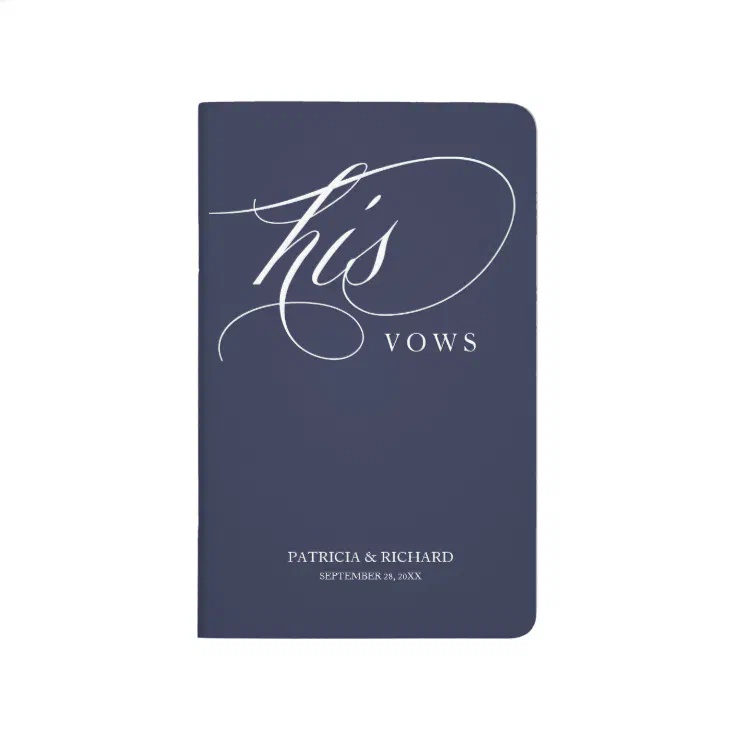 Wedding Vows Book - Elegant Navy Blue His Vows | Zazzle