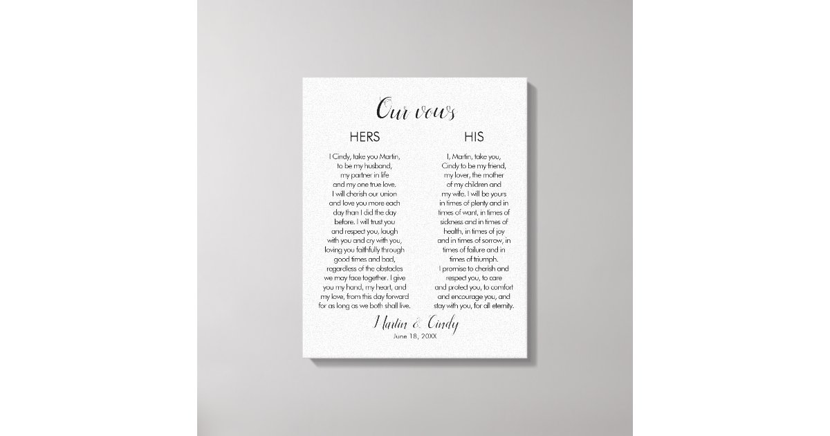 Wedding Vows Canvas Print | Zazzle