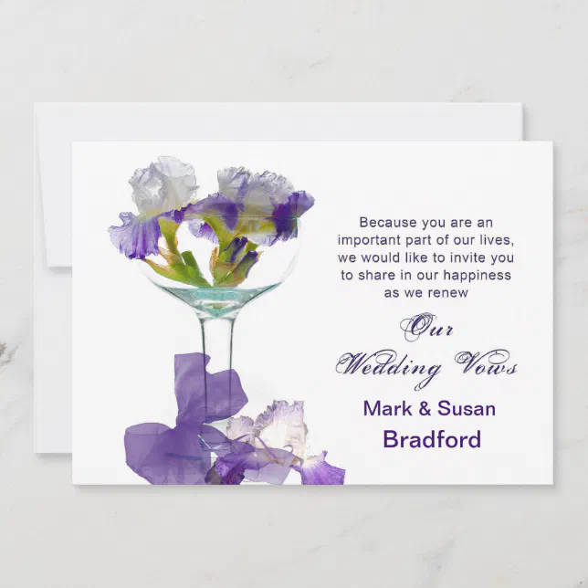Wedding Vows Renewal Invitations Purple Iris Invitation Zazzle