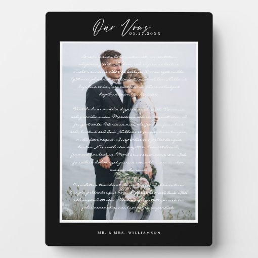 Wedding Vows Script & Minimal Black Frame | Zazzle