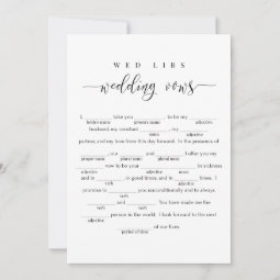 Wedding Vows Wed Libs Game Card | Zazzle