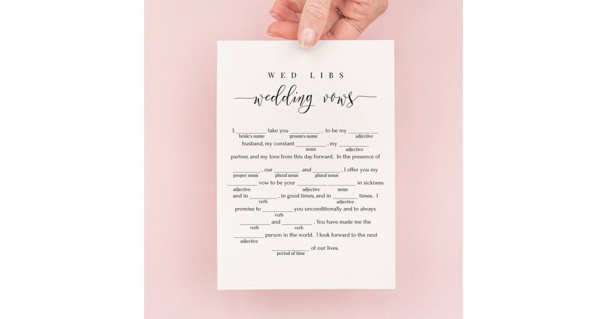 Wedding Vows Wed Libs Game Card | Zazzle
