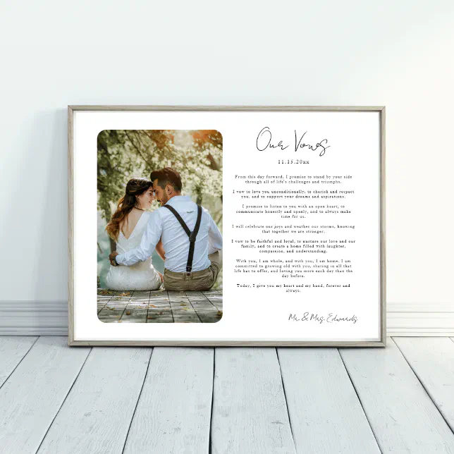 Wedding Vows with Photo Anniversary Gift Printable Poster | Zazzle