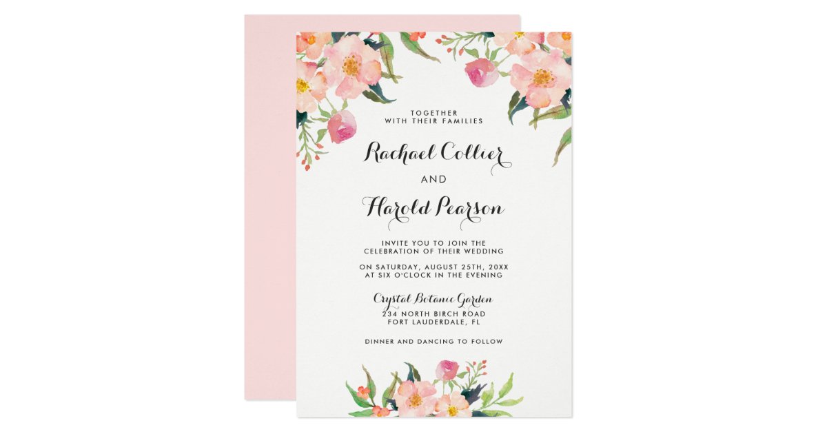 Wedding Watercolor Botanical Garden Floral Invitation