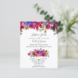 Wedding Watercolor Bright Floral Jewel Tone Red | Zazzle