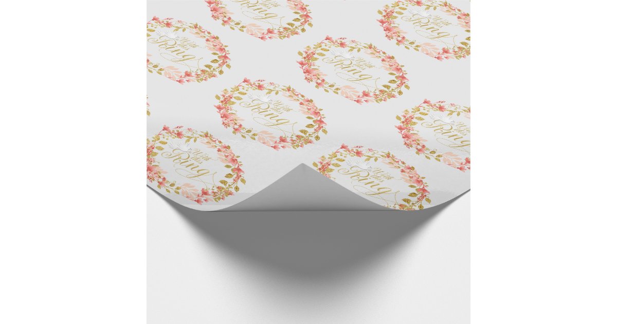 Wedding Watercolor Floral Wreath With this Ring Wrapping Paper | Zazzle