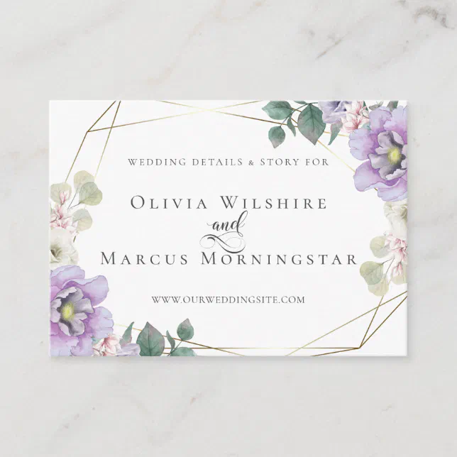 Wedding Website Card | Lavender Watercolor Floral | Zazzle
