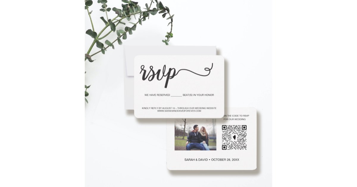 Wedding website card QR code Custom Photo reserved | Zazzle