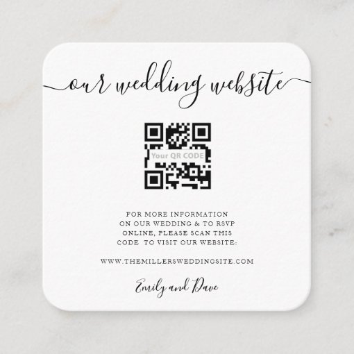 Wedding Website Insert Card QR CODE photo on back | Zazzle