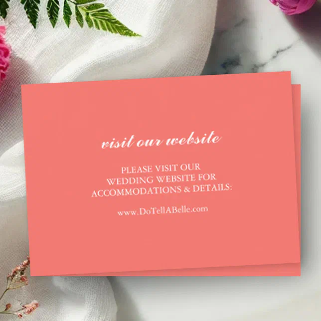 Wedding Website Insert Card Simple Peach | Zazzle
