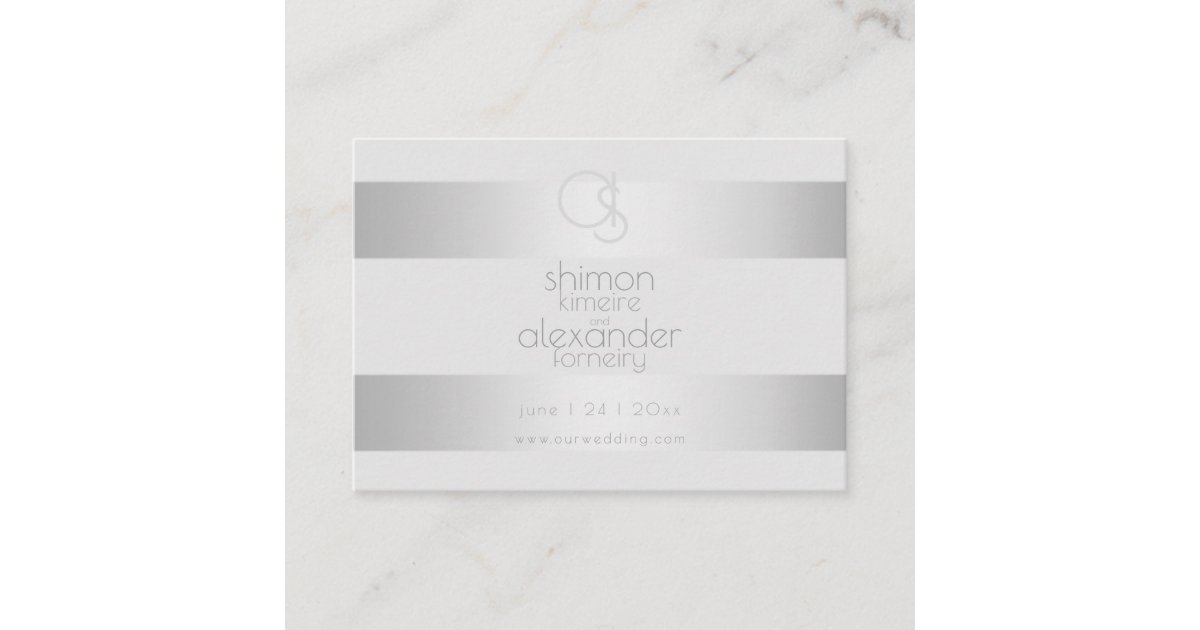 Wedding Website | Luminous Silver Stripes Business Card | Zazzle