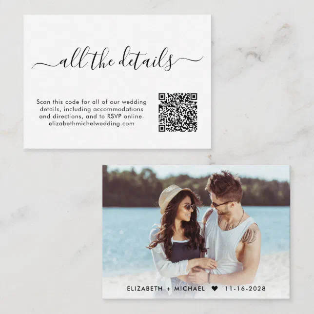 Wedding Website Photo QR Code Enclosure Card | Zazzle