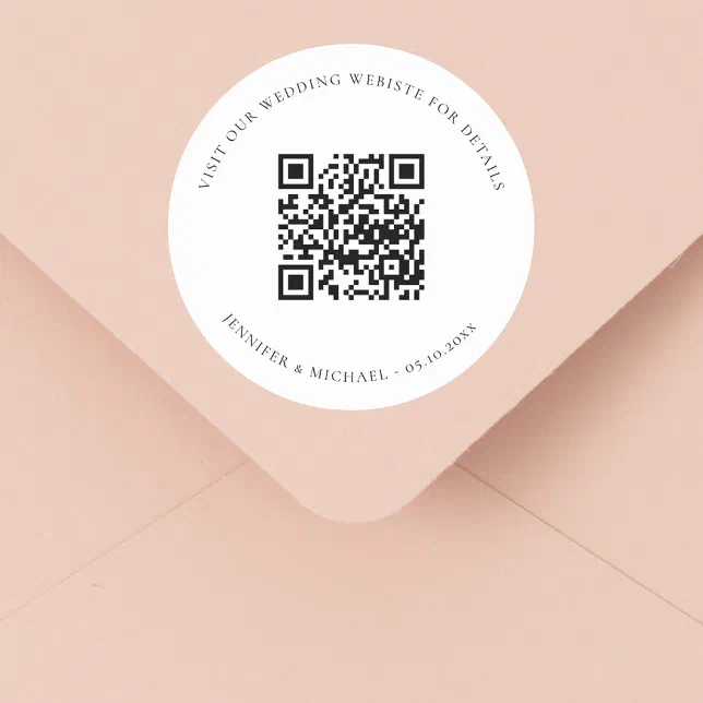Wedding website QR code details information rsvp Classic Round Sticker ...