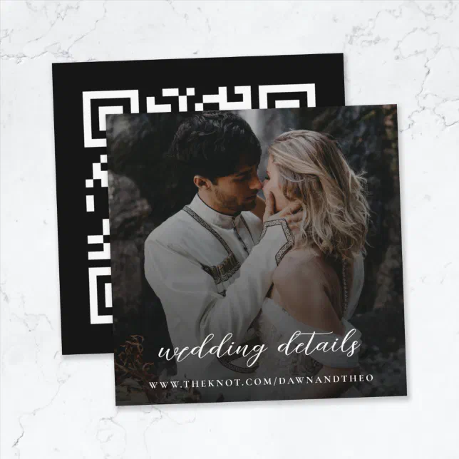 Wedding Website | QR Code Elegant Photo RSVP Enclosure Card | Zazzle