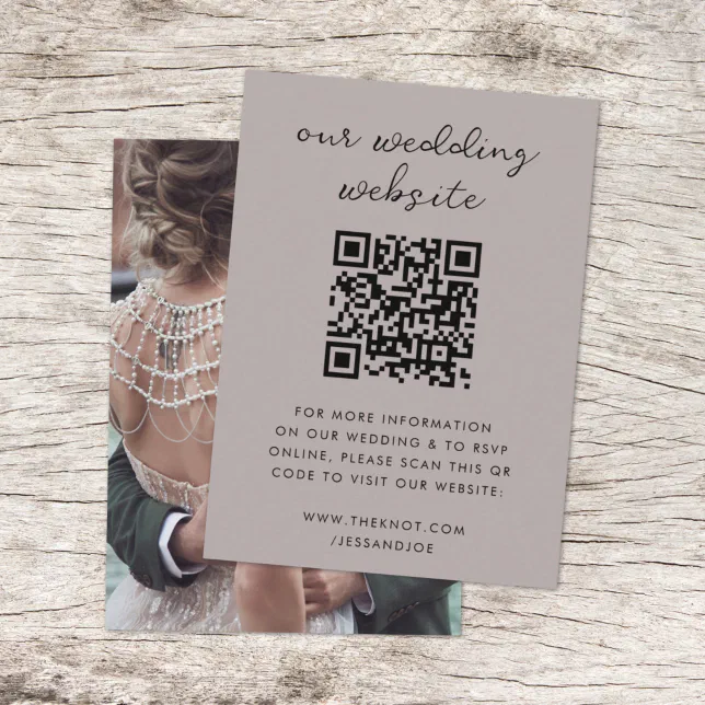 Wedding Website | QR Code Minimalist Photo RSVP Enclosure Card | Zazzle