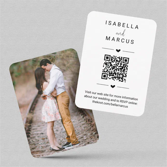 Wedding Website QR Code Photo - Registry RSVP etc Enclosure Card | Zazzle